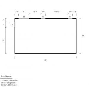20x35x8 Metal Building with a Vertical Roof – Village Carports