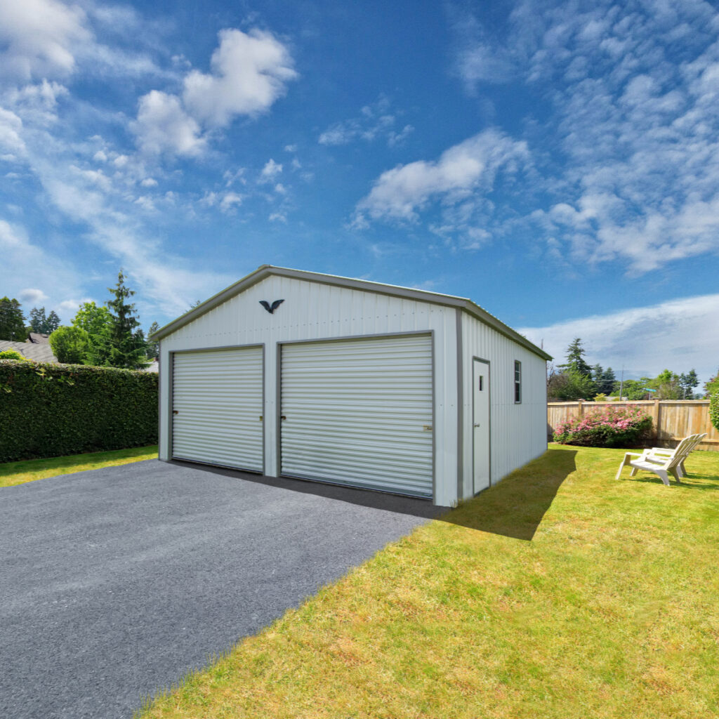 24x30x9 Double Metal Garage – Village Carports